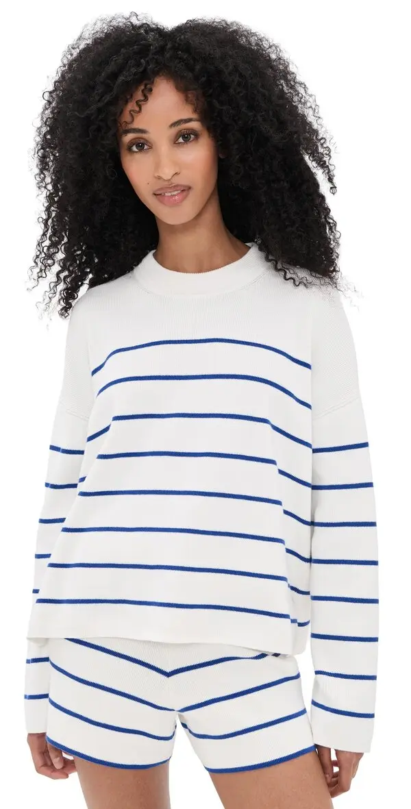 LA LIGNE Leo Striped Sweater - Cream/cobalt
