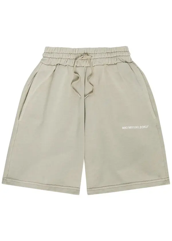 MKI MIYUKI ZOKU Logo-print Cotton-blend Shorts - Dark Grey