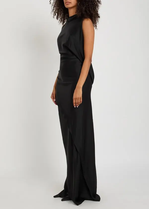 Victoria Beckham Kira Draped Satin-crepe Gown - Black