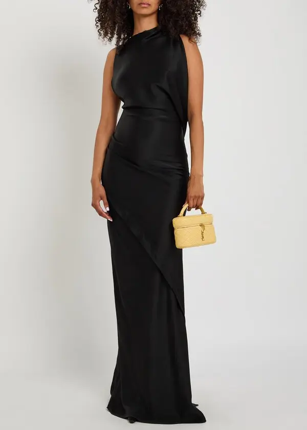 Victoria Beckham Kira Draped Satin-crepe Gown - Black