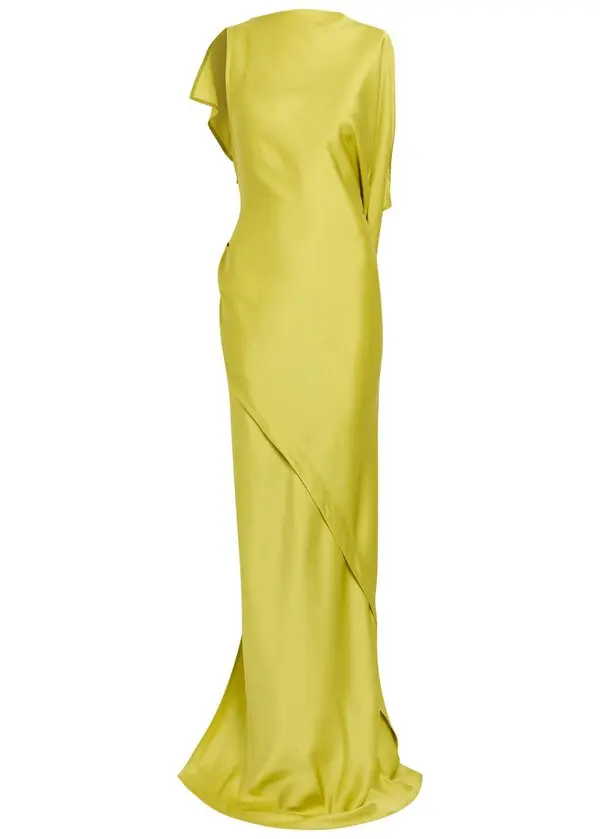 Victoria Beckham Kira Draped Satin-crepe Gown - Yellow