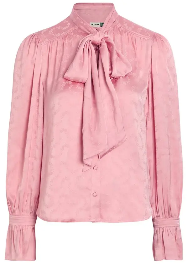 Rixo Evanora Floral-jacquard Satin Blouse - Pink