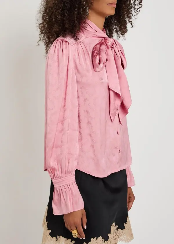 Rixo Evanora Floral-jacquard Satin Blouse