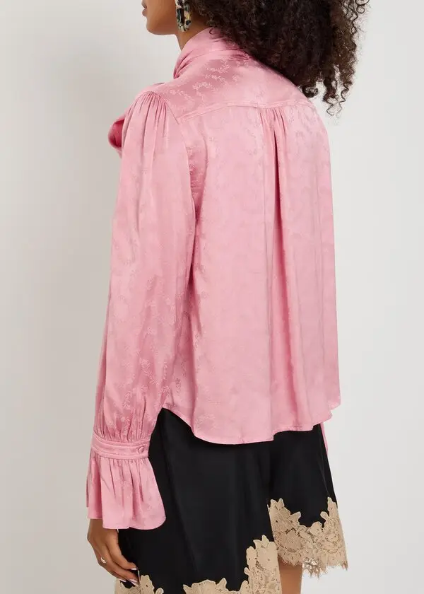 Rixo Evanora Floral-jacquard Satin Blouse