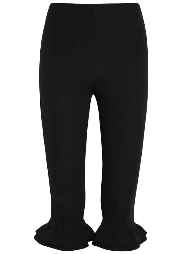 Jacquemus Le Bermuda Playa Ruffled Jersey Capri Trousers - Black