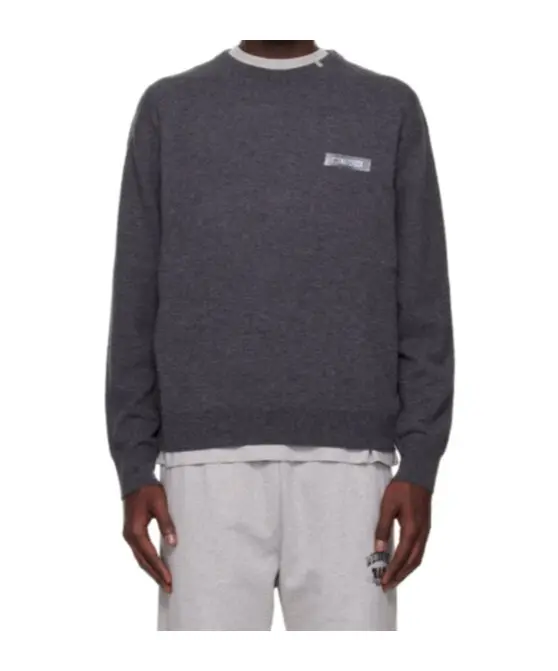 We11Done Logo Knit Pullover Sweater - Grey