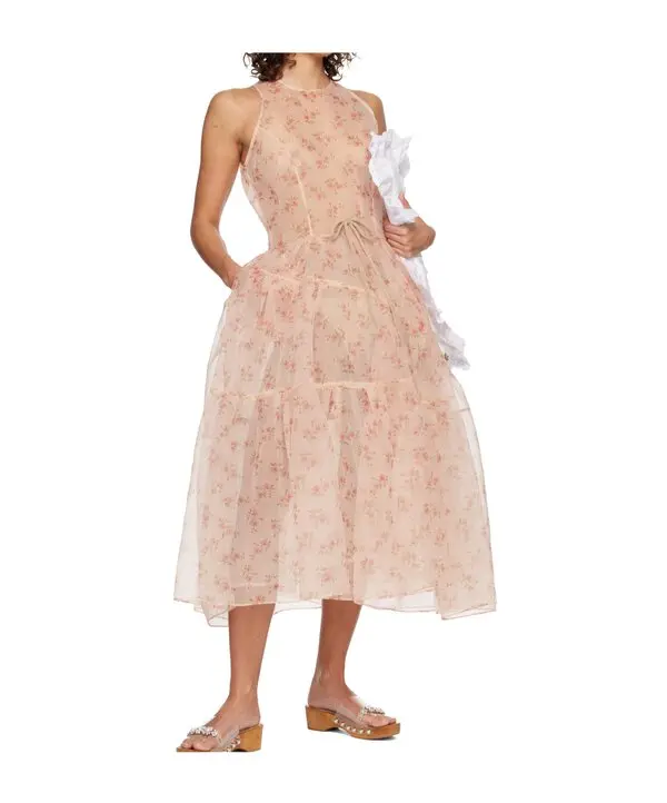 Simone Rocha Sleeveless Printed Dress With Bow Detail