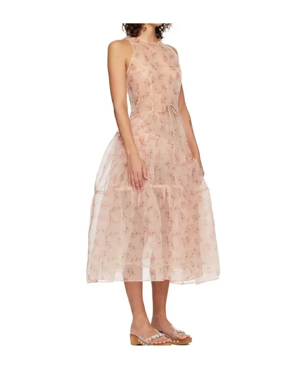 Simone Rocha Sleeveless Printed Dress With Bow Detail
