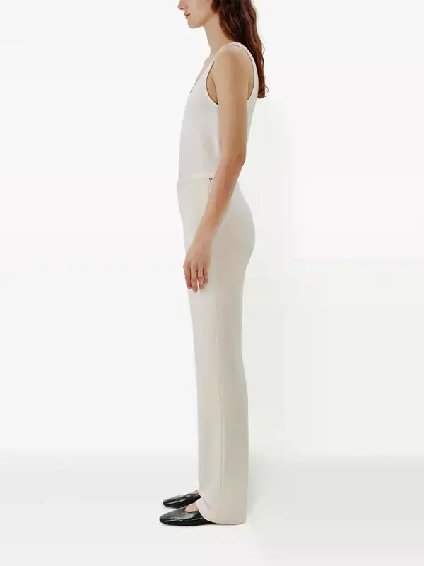 Another Tomorrow Cream White Jersey Slim-fit Trousers