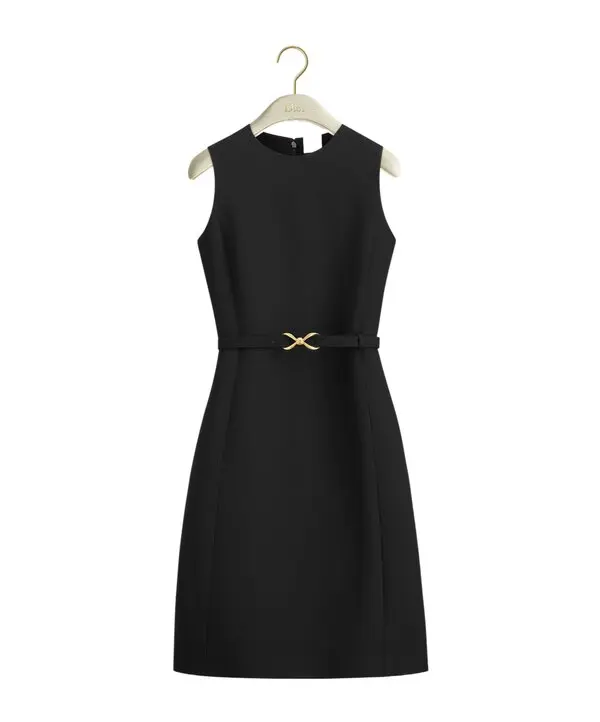 Dior Belted Straight Dress With Bow Detail - Black