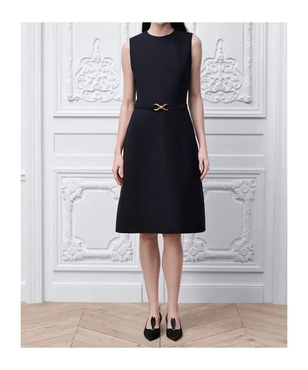 Dior Belted Straight Dress With Bow Detail