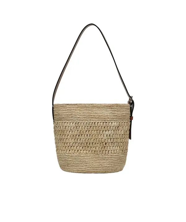 Manebí Raffia And Leather Crossbody Bag - Nude