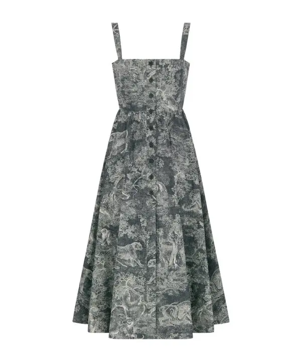 Dior Riviera Mid-length Flared Dress With Graphic Pattern - Gray