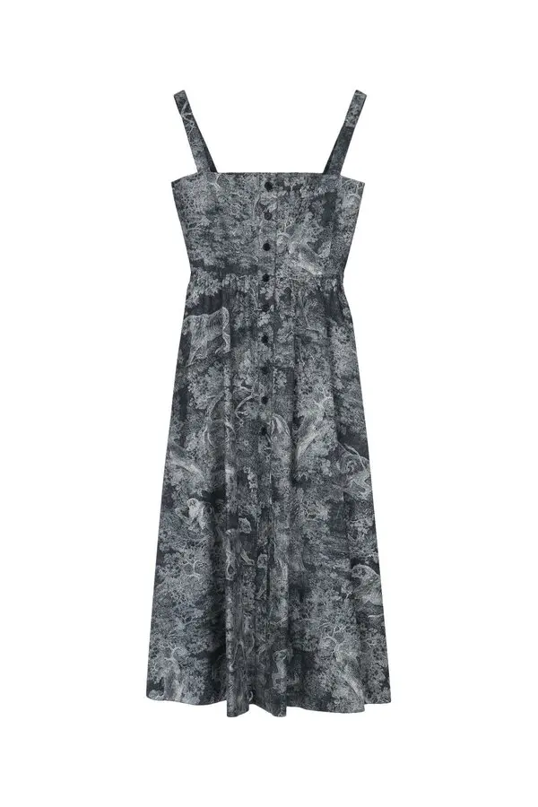 Dior Riviera Mid-length Flared Dress With Graphic Pattern - Gray