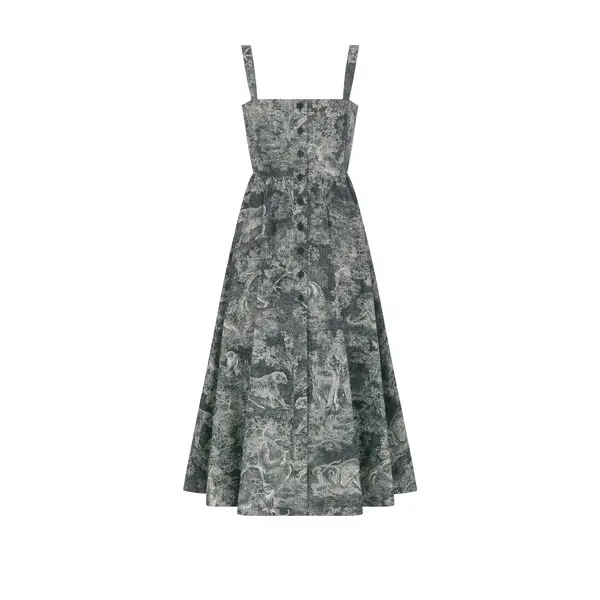Dior Riviera Mid-length Flared Dress With Graphic Pattern - Gray