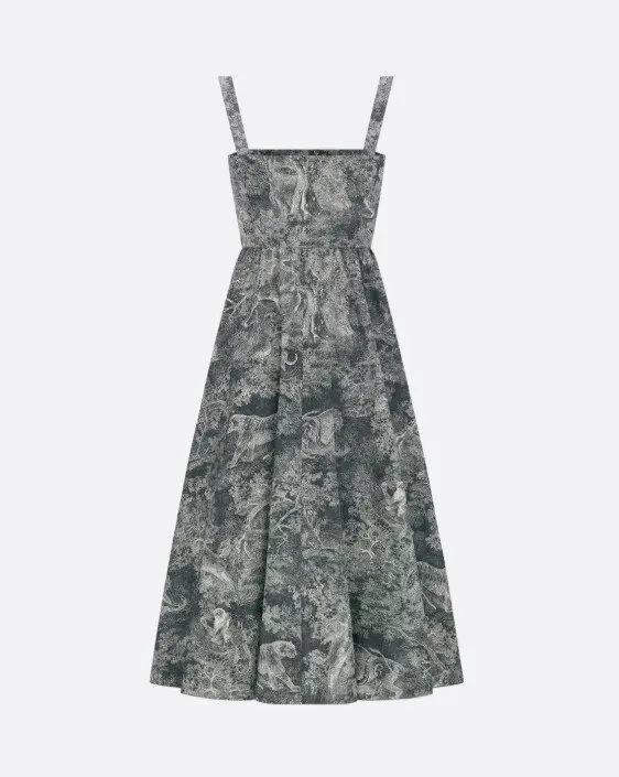 Dior Riviera Mid-length Flared Dress With Graphic Pattern - Gray