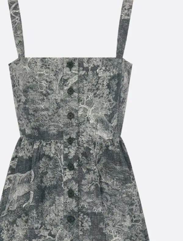 Dior Riviera Mid-length Flared Dress With Graphic Pattern - Gray
