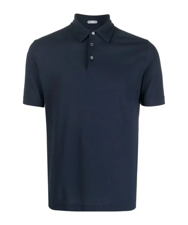 ZANONE Short-sleeved Straight-hem Polo Shirt - Black
