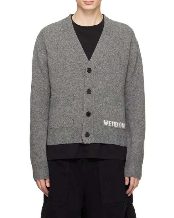 We11Done V-neck Logo Embroidered Knitted Cardigan