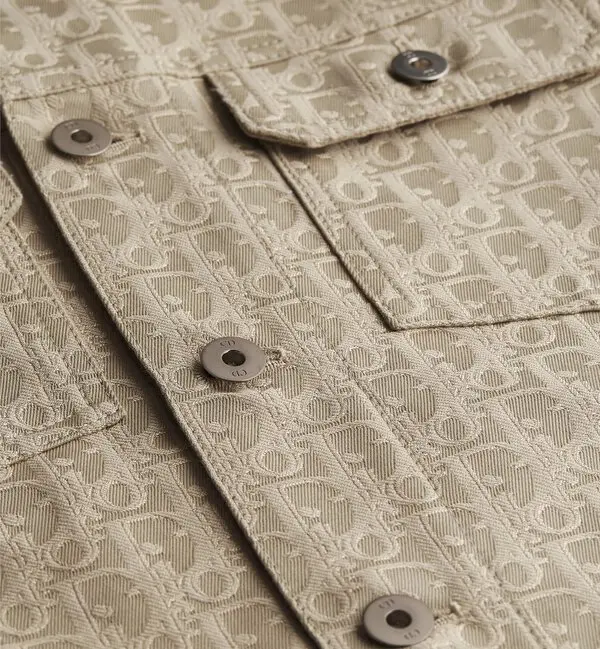 Dior Oblique Motif Cropped Jacket In Cotton And Silk Gabardine