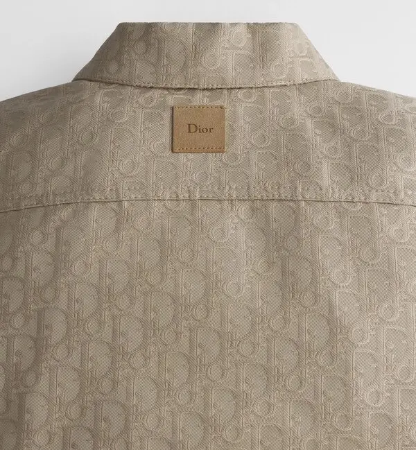 Dior Oblique Motif Cropped Jacket In Cotton And Silk Gabardine