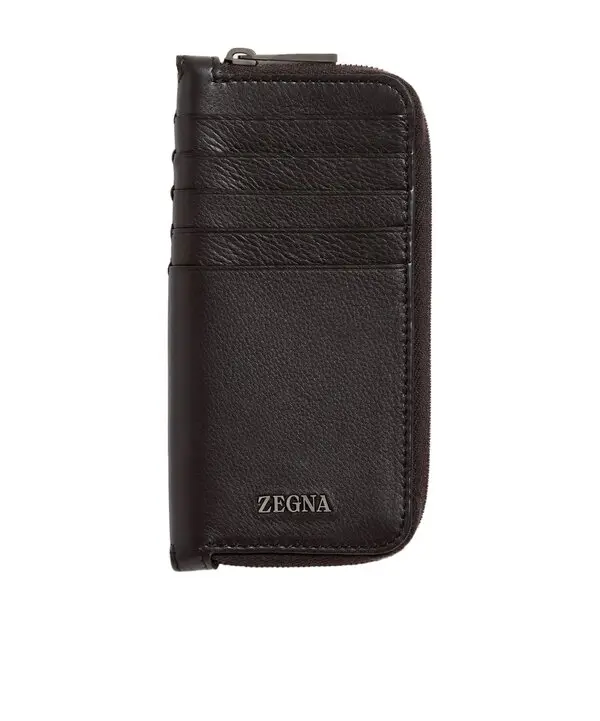 Zegna Logo Plaque Secondskin Wallet - Dark Brown