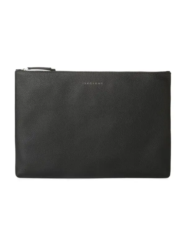 ORTIGNI Logo Lettering Zipped Document Holder - Black