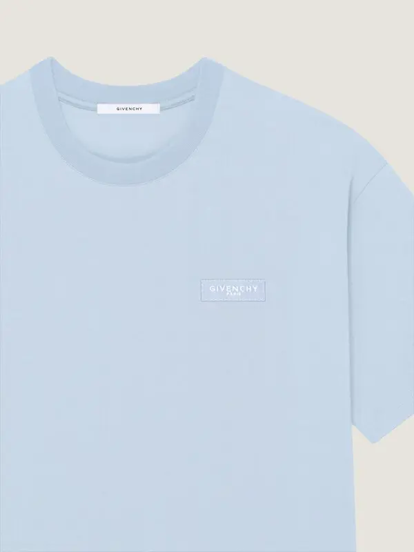 Givenchy T-shirt In Cotton With Paris Gros Grain - Light Blue