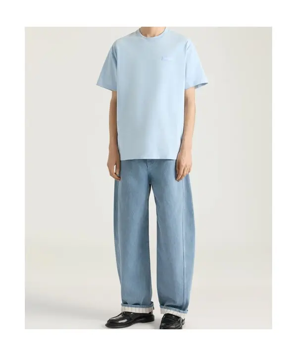 Givenchy T-shirt In Cotton With Paris Gros Grain - Light Blue