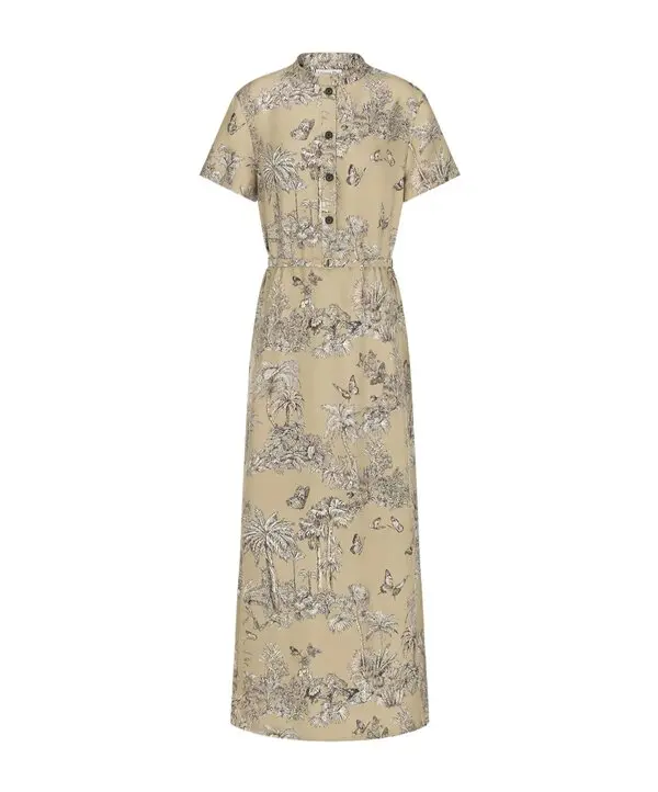 Dior Iviera Long Shirtdress With Graphic Pattern - Nude