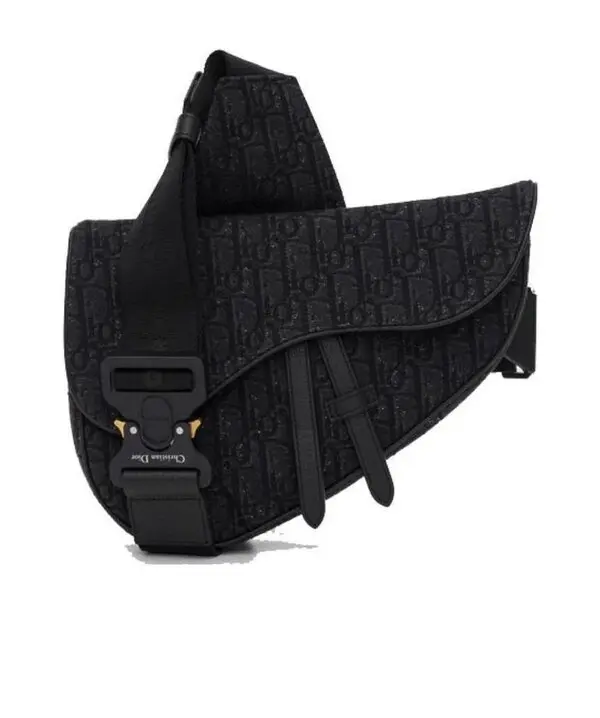Dior Oblique Jacquard Saddle Bag - Black