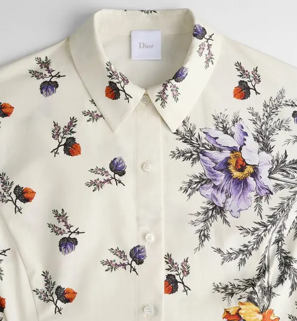 Dior Mid-length Shirtdress With Floral Print And Bow Belt