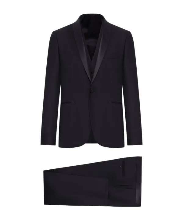 Tagliatore Long-sleeved Suit Jacket And Sleeveless Vest And Trousers Set - Black