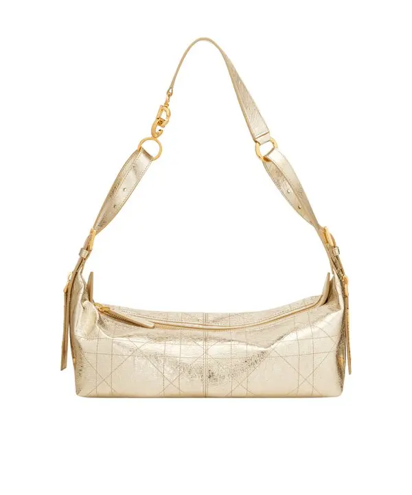 Dior Medium D-journey Bag In Crinkled Calfskin - Golden