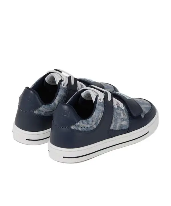Fendi Leather And Denim First Steps Sneakers With Ff Logo