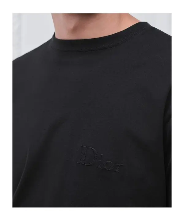 Dior Logo Embroidered Short-sleeved T-shirt - Black