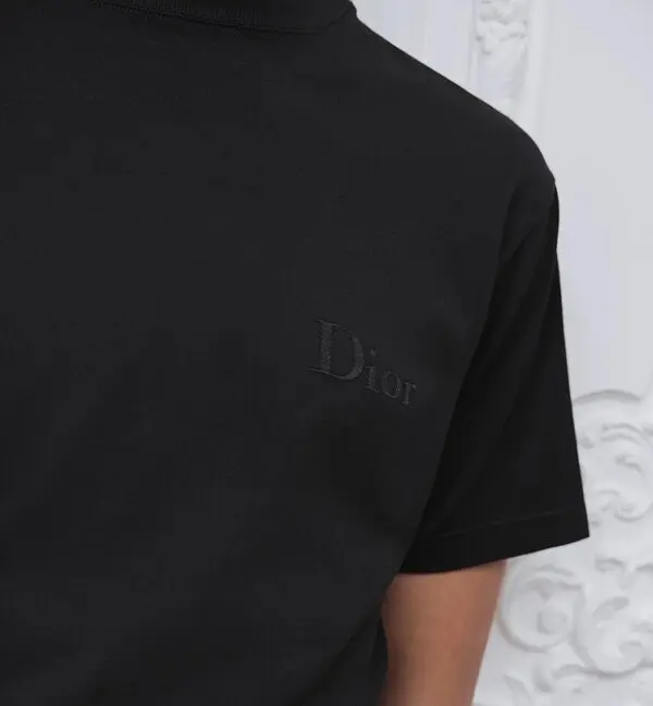 Dior Logo Embroidered Short-sleeved T-shirt - Black