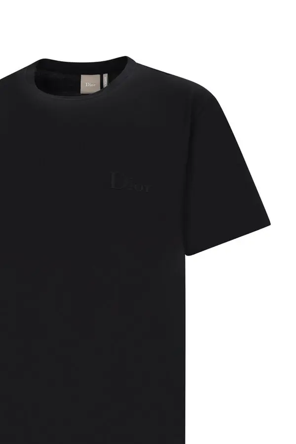 Dior Logo Embroidered Short-sleeved T-shirt - Black