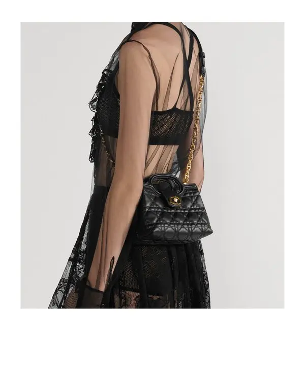 Dior Jolie Top Handle Mini Bag - Black