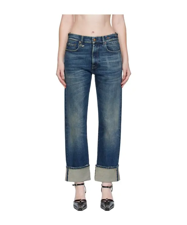 R13 Cuffed Romeo Jeans - Blue