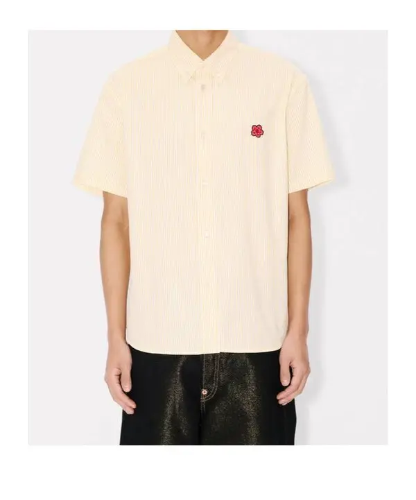 Kenzo Boke Flower' Short Sleeve Shirt In Cotton Seersucker - Vanilla