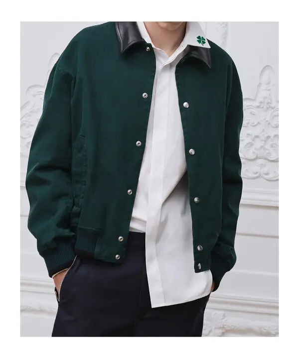 Dior Ingrid Blouson Jacket With Leather Collar - Green
