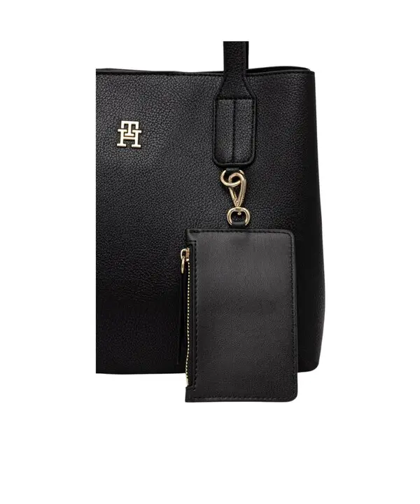 Tommy Hilfiger Logo Plaque Textured Satchel Bag