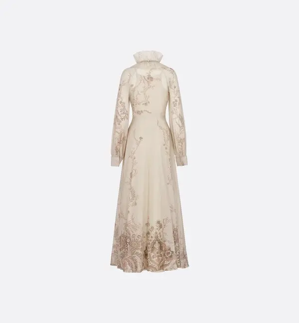 Dior Paisley Motif Long Dress With Removable Ruched Collar