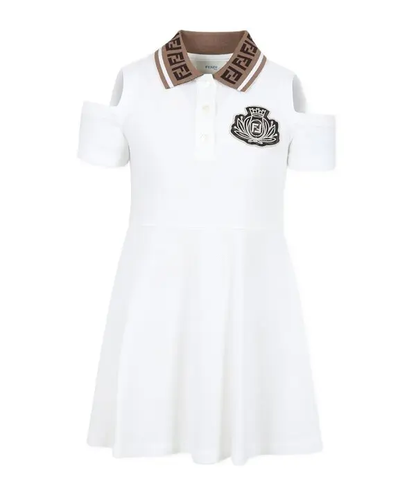 Fendi Short Sleeve Collared Dress - White