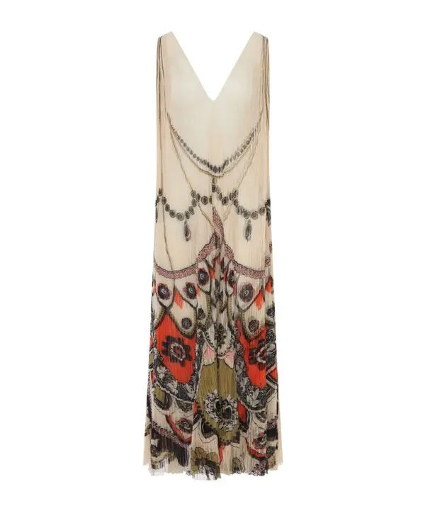 La DoubleJ Ornamental-print Pleated Maxi Dress
