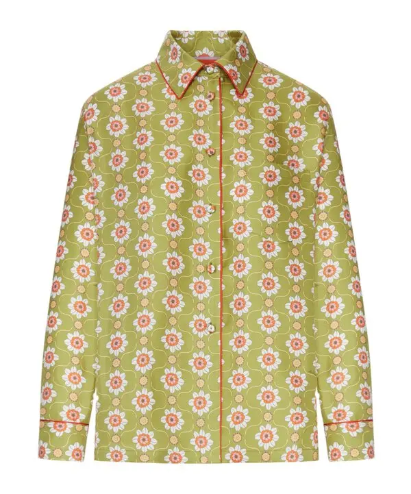 La DoubleJ Floral Print Silk Shirt - Green