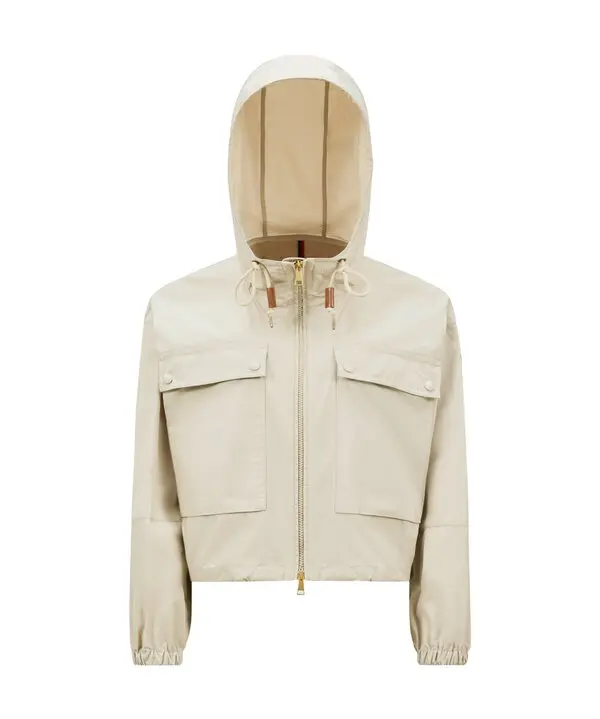 Moncler Sauvan Zip-up Hooded Parka - Light Beige
