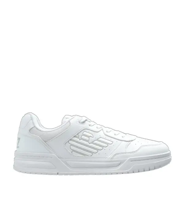 EA7 Round Toe Lace Up Sneakers - White
