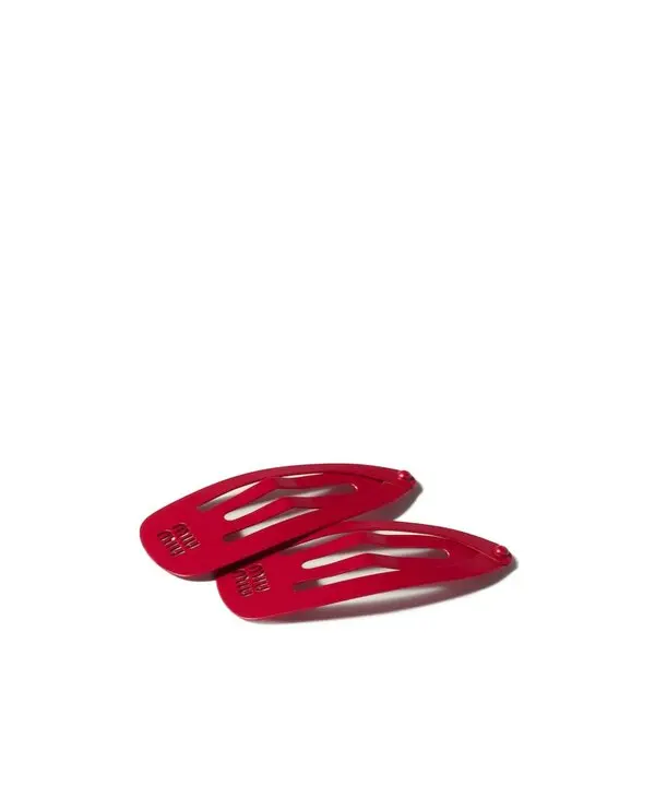 Miu Miu Metal Hair Clips Two Pack - Red